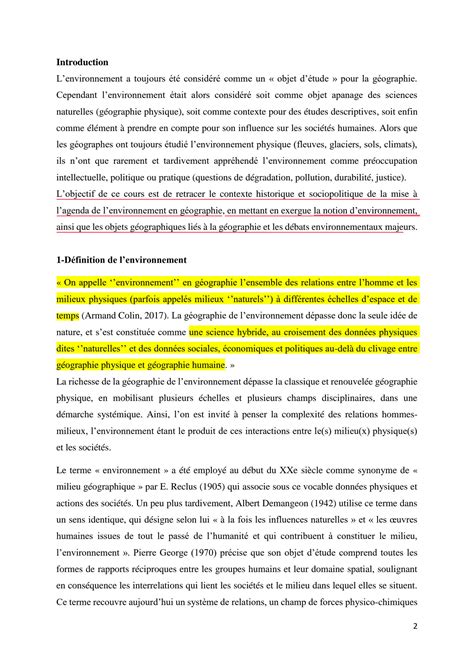 Solution G Ographie De L Environnement Studypool