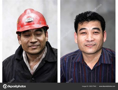 Composite Picture Shows Chinese Coal Miner Taking Bath Coal Mine