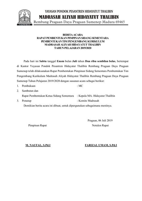 Halaman Unduh Untuk File Contoh Berita Acara Rapat Pembina Yayasan Yang