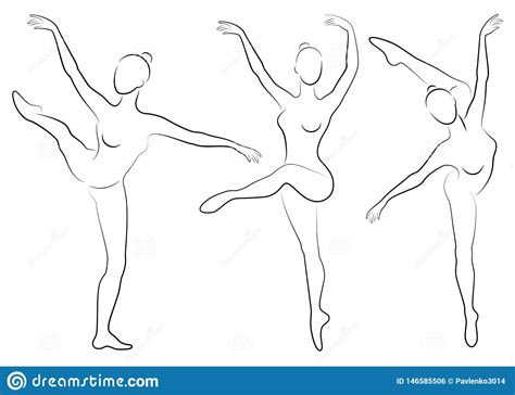 Collection Silhouette Of A Cute Lady She Is Dancing Ballet The Girl