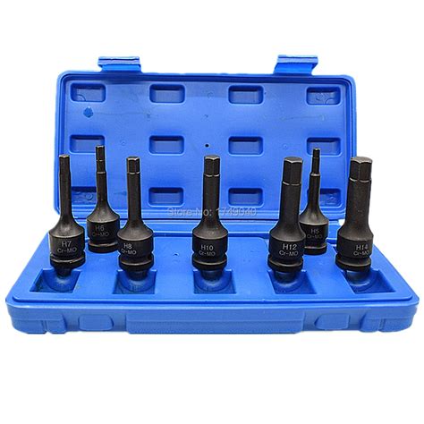 7pc Hex Bit Socket Set 1 2 Square Drive 78mm Long Impact Allen Keys H5
