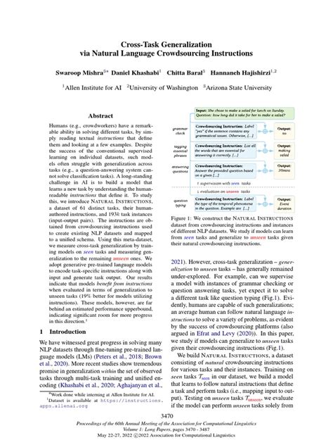 measuring cross task generalization in natural language models using a dataset of crowdsourced