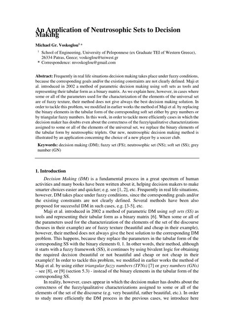 pdf an application of neutrosophic sets to decision making
