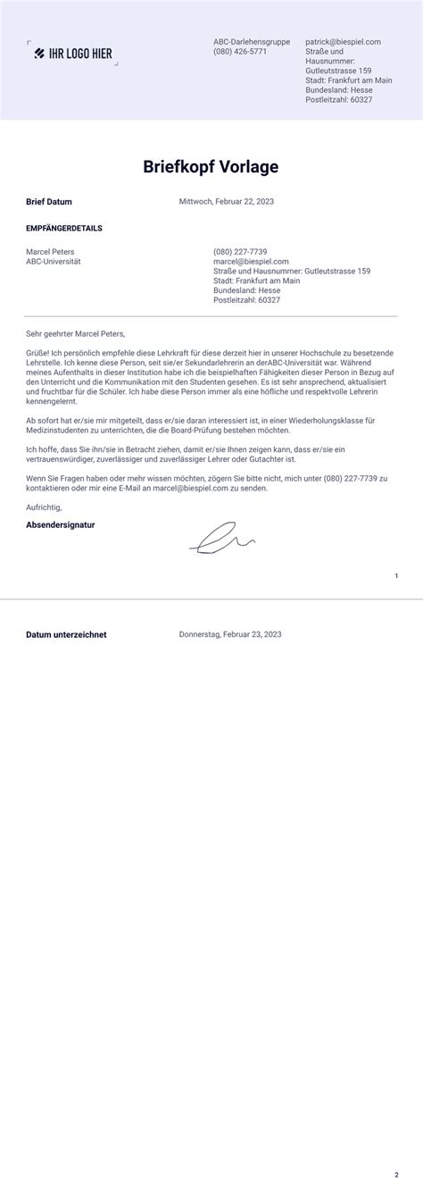 Briefkopf Vorlage PDF Vorlagen Jotform