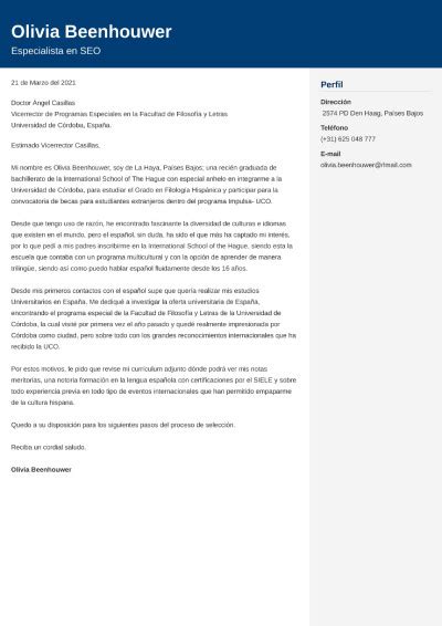 Ejemplo De Carta De Motivacion