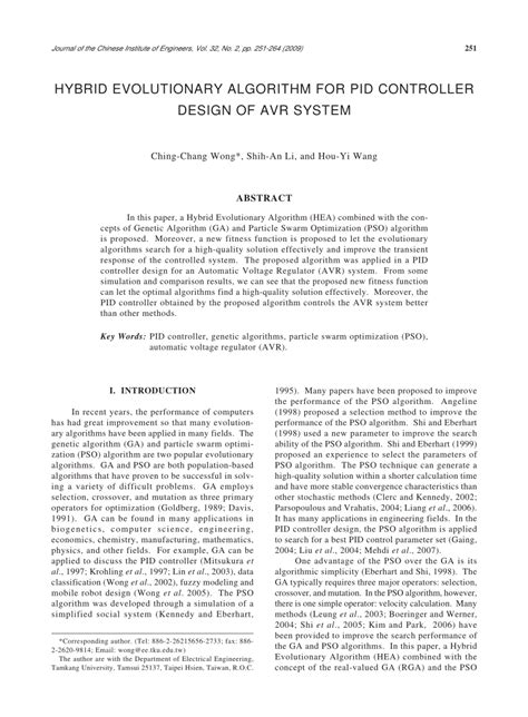 pdf hybrid evolutionary algorithm for pid controller design of avr system