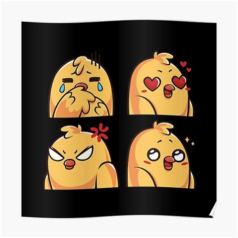 Chicken Faces Poster For Sale By MGVectors Redbubble