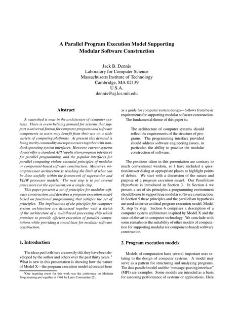 pdf a parallel program execution model supporting modular software construction