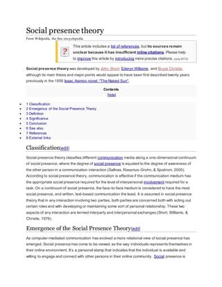 Social Presence Theory PDF
