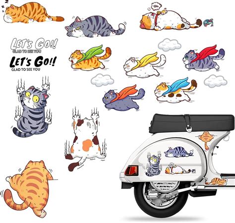 11Pcs Autocollant Voiture Humour 3D Autocollant Chat Voiture Stickers
