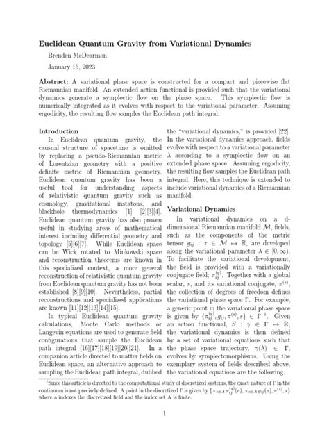 euclidean quantum gravity from variational dynamics pdf dynamical system manifold