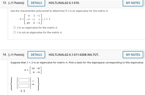 solved use the characteristic polynomial to determine if λ