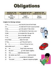 Obligations ESL Worksheet By Inrode
