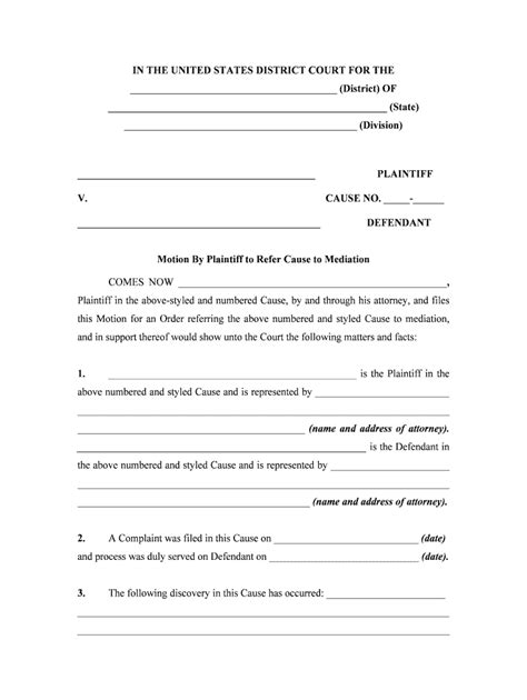 Motion For Mediation Form Fill Online Printable Fillable Blank