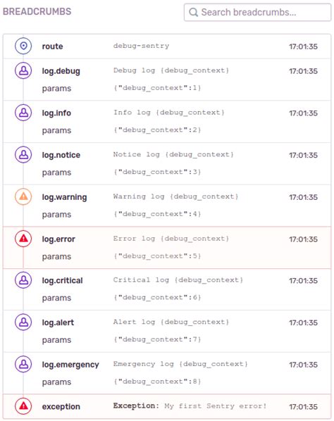 Incorrect Breadcrumb Type Issue Getsentry Sentry Laravel Github