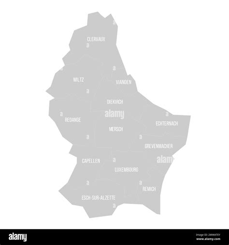 Luxembourg Political Map Of Administrative Divisions Stock Vector Image