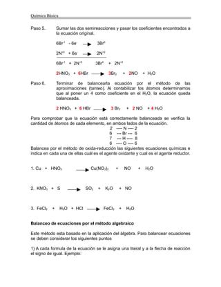 18408174 Pasos Para Balancear Ecuaciones Quimicas Por El Metodo