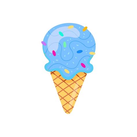 Premium Vector Vector Ice Cream Cone Cartoon Icon Flat Cartoon Style