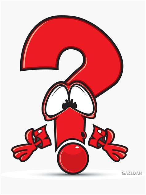 Pegatina Signo De Interrogación Personaje De Dibujos Animados de