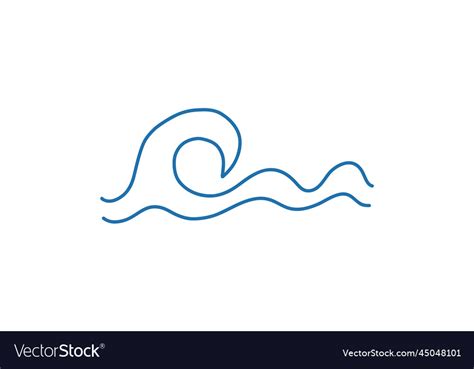 Sea Wave Doodle Ocean Curl Waves Marine Royalty Free Vector
