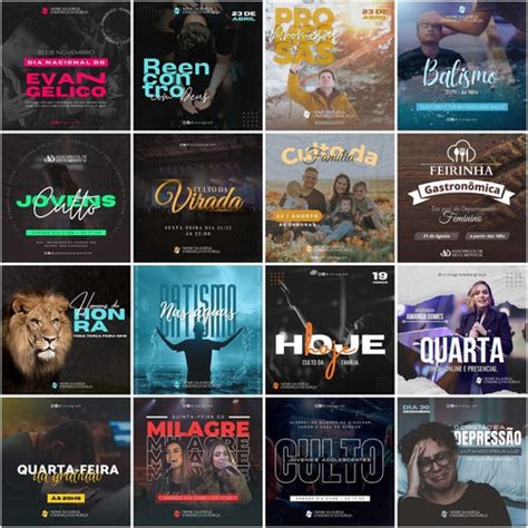 80 Artes Gospel Cultos Igrejas Templates Editáveis Canva