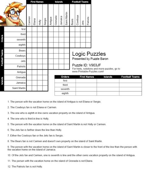 easy printable logic puzzles