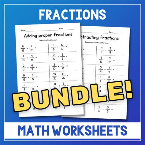 Adding Subtracting Fractions Mixed Numbers Bundle Addition