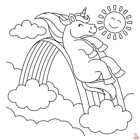 Kleurplaat Unicorn Regenboog Gratis Schattige Realistische
