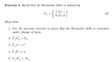 solved exercise 5 recall that the kronecker delta is defined