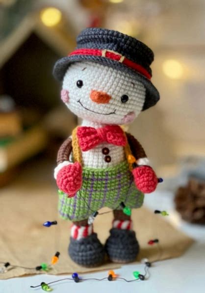 Patrón Muñeco de nieve tejido a crochet para principiantes