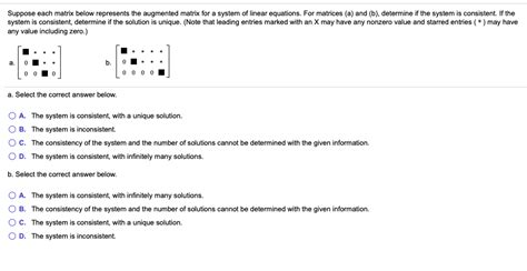solved suppose each matrix below represents the augmented
