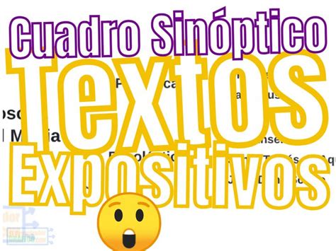 ᐈ Cuadro SINÓPTICO de TEXTOS EXPOSITIVOS Características Sinoptico