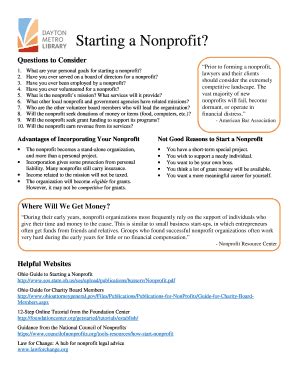 Fillable Online Starting A Nonprofit Fax Email Print PdfFiller
