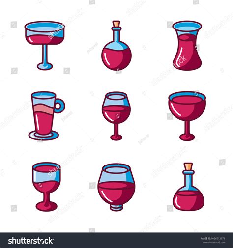 Wine Glasses Icon Set Over White Stock Vector Royalty Free 1666213678 Shutterstock