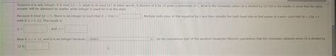 solved suppose b is any integer if b mod 12 5 what is 6b