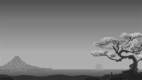 Hd Wallpaper Digital Art Horizon Japanese Landscape Minimalism
