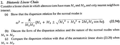 solved 2 diatomic linear chain consider a linear chain in which alternate ions have mass m and