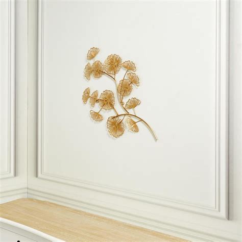 Déco Murale FLEURS Métal Doré 54 cm