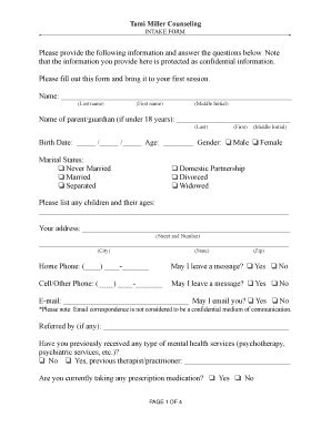 Fillable Online Intake Form TherapySites Fax Email Print PdfFiller