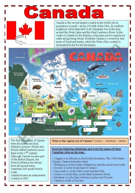 Here Are Worksheets To Learn A Few Facts About Canada Geography