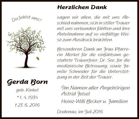 Traueranzeigen Von Gerda Born Trauer HNA De