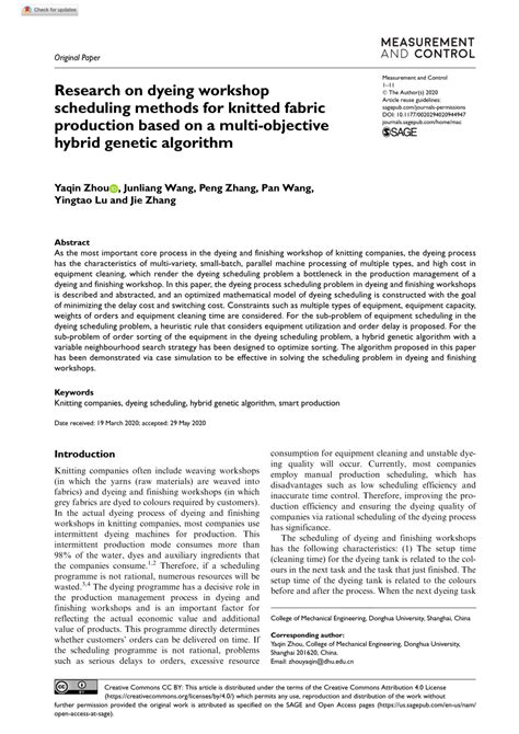 pdf research on dyeing workshop scheduling methods for knitted fabric production based on a