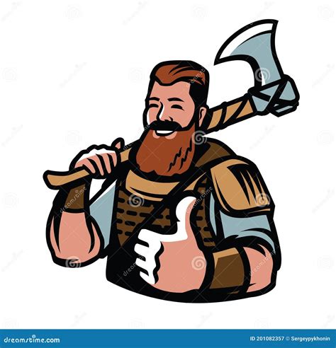 Nordic Viking Mascot Warrior Barbarian Sport Logo Vector Illustration