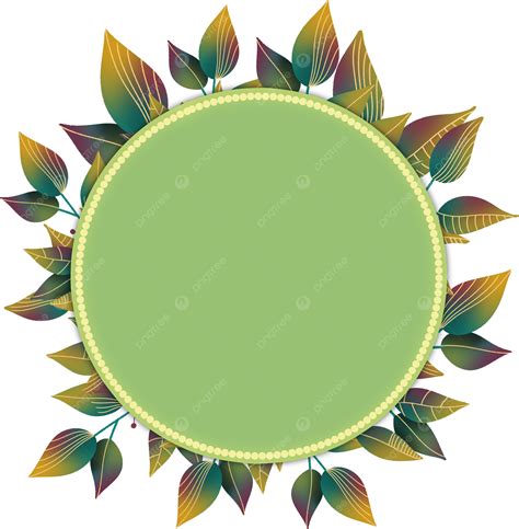 Ilustración De Hojas Abstractas Con Marco De Círculo Verde PNG