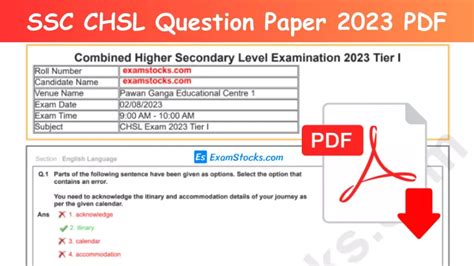 SSC CHSL Question Paper 2023 PDF Answer Key All Shifts Exam Stocks