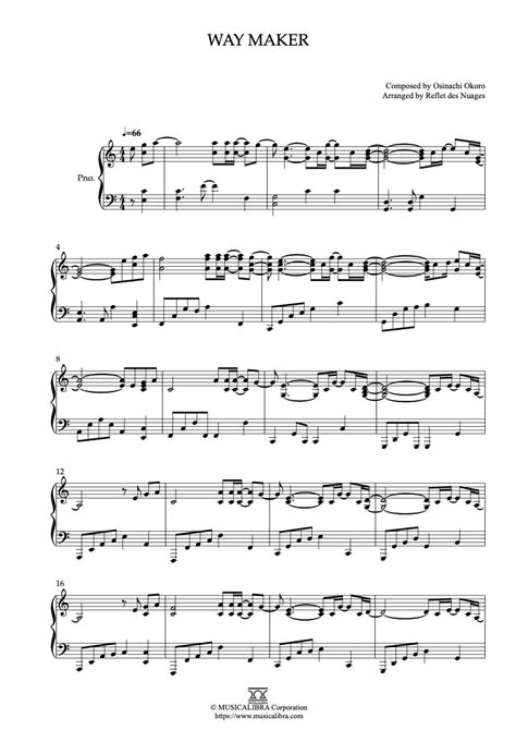 PIANO SOLO SHEET MUSIC Sinach Way Maker Musicalibra
