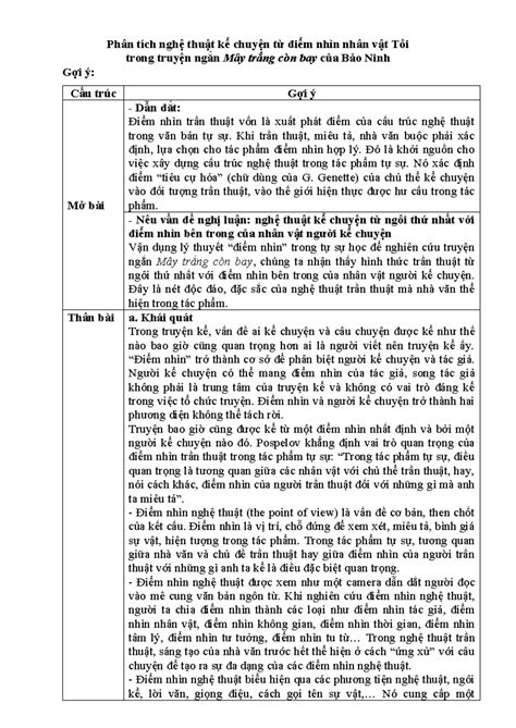 Mây trắng còn bay File Phân tích nghệ thuật kể chuyện từ điểm nhìn