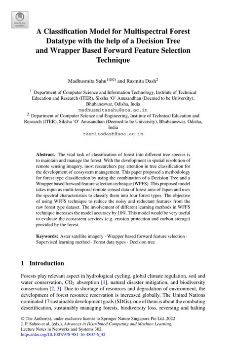 pdf a classification model for multispectral forest datatype with the help of a decision tree