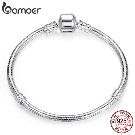 BAMOER Pulseira Corrente Cobra Para Mulheres Prata Esterlina 925 J