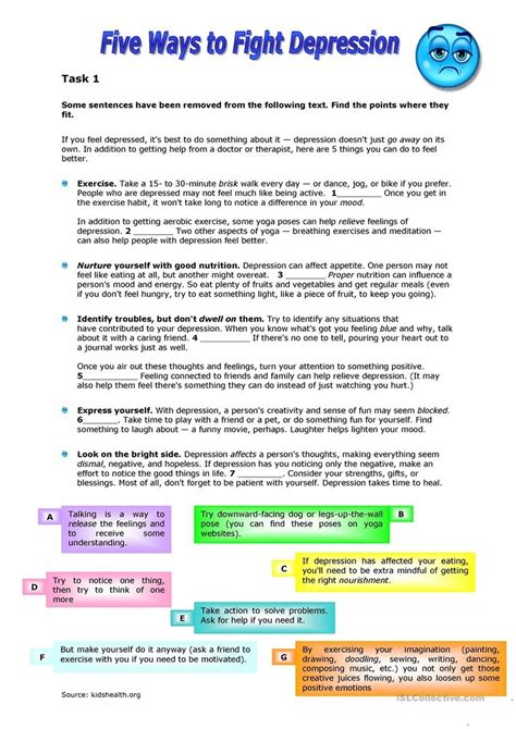 Depression Worksheets Coping Skills Worksheets
